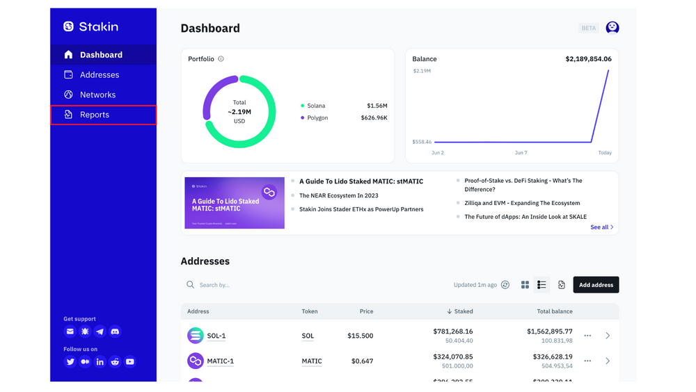 Staking Reports Now Live on the Stakin Dashboard