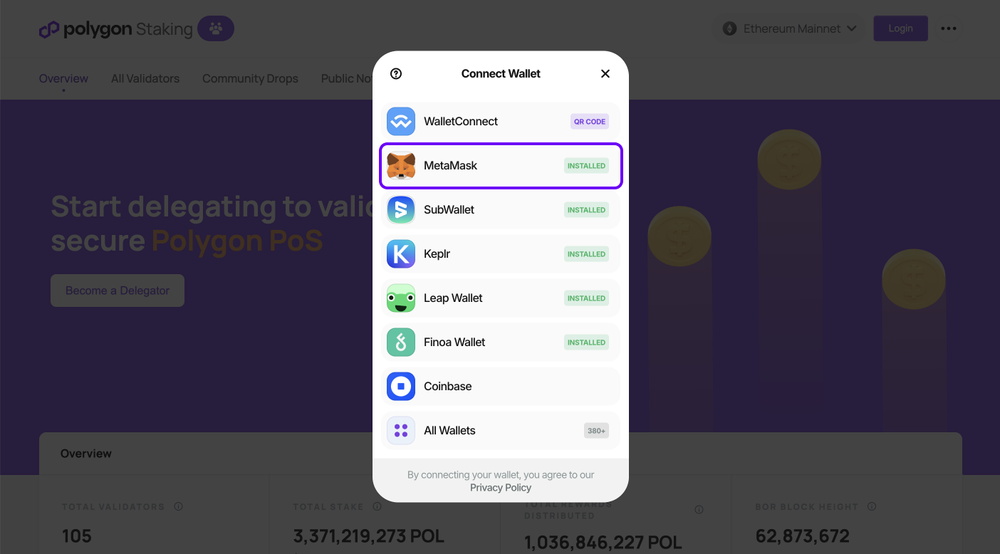 How to Stake Polygon (POL or MATIC) with MetaMask and Polygon Staking ...
