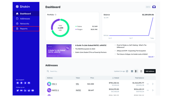 Staking Reports Now Live on the Stakin Dashboard